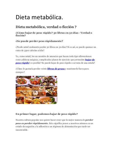 Dieta metabólica. Dieta metabólica. | Quiosco Joomag