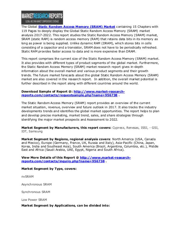 2017 SRAM Market Analysis by Key Players, Trend, Size, Growth 24 Aug ...